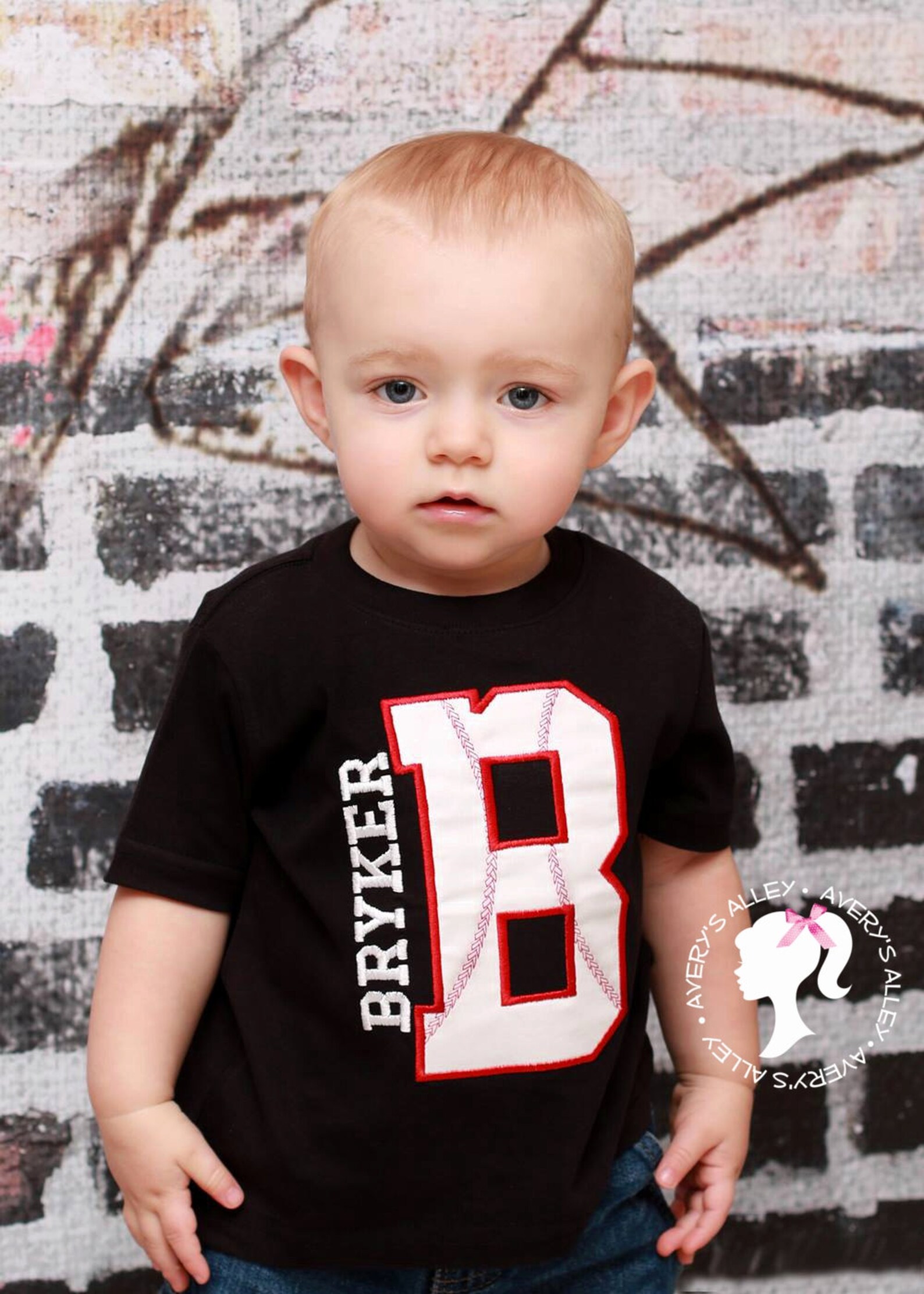 Baseball Initial With Personalized Name - Boys Applique Black Baseball ...