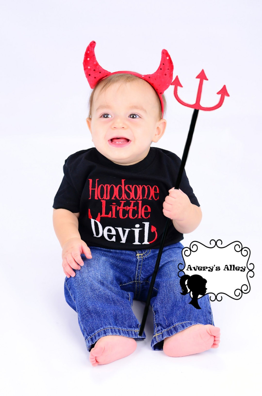 Handsome Little Devil Boys Embroidered Black Shirt or - Etsy