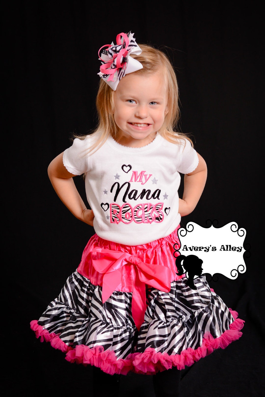 My Nana Rocks Any Name Grandma, Mimi, Etc. Girls Zebra Applique Shirt ...