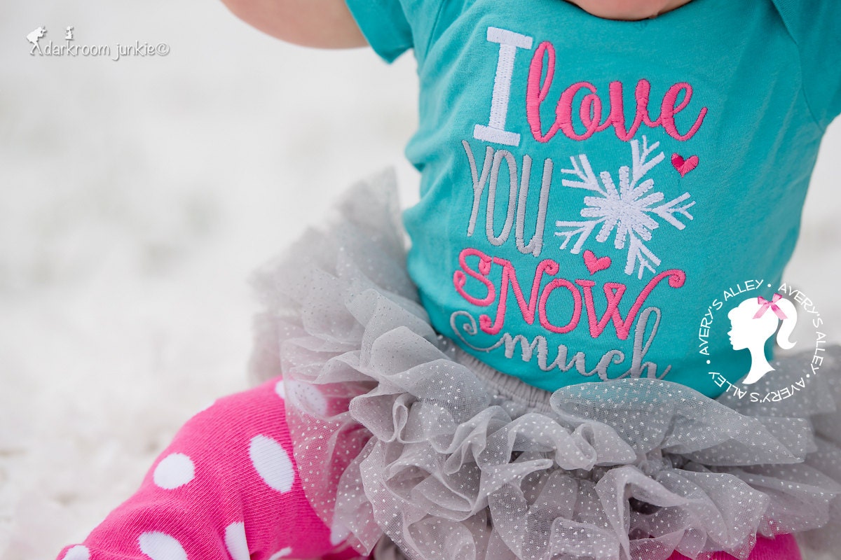 I Love You Snow Much Girls Winter Embroidered Shirt or - Etsy