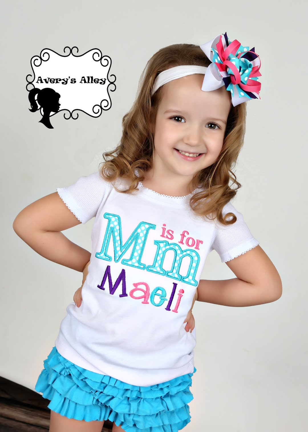 Personalized Alphabet Letter With Name Girls Applique Shirt - Etsy