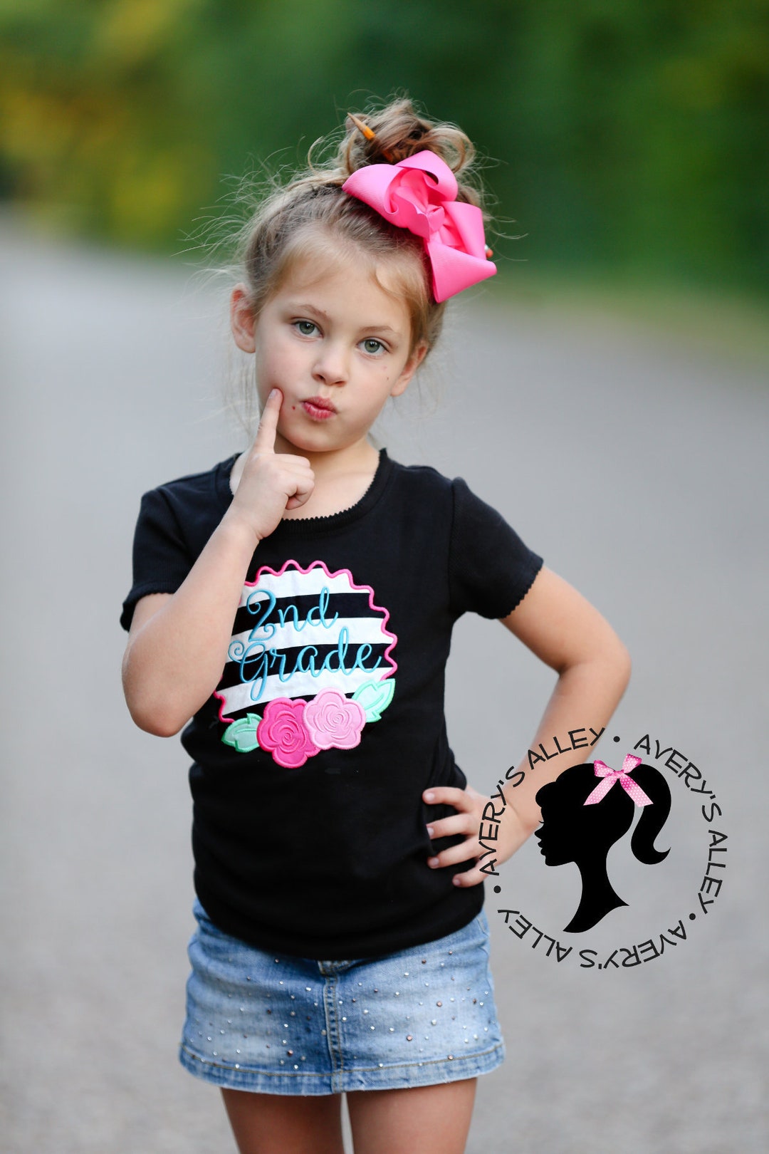 ANY GRADE! 2nd Grade Floral Stripe - Girls Applique Back to School ...