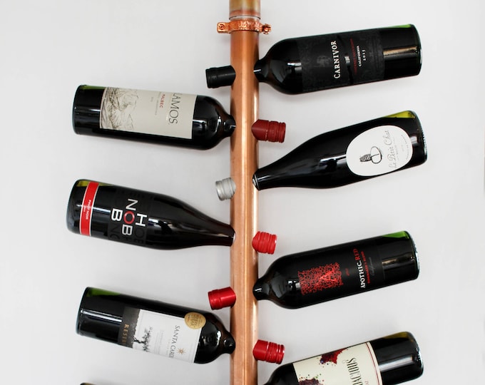 Copper Hanging Wine Rack. Modern Wall Mounted Copper Pipe Wine Bottle ...