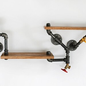 Industrial Black Iron Pipe Wall Hung Shelf. Double Shelving Unit ...