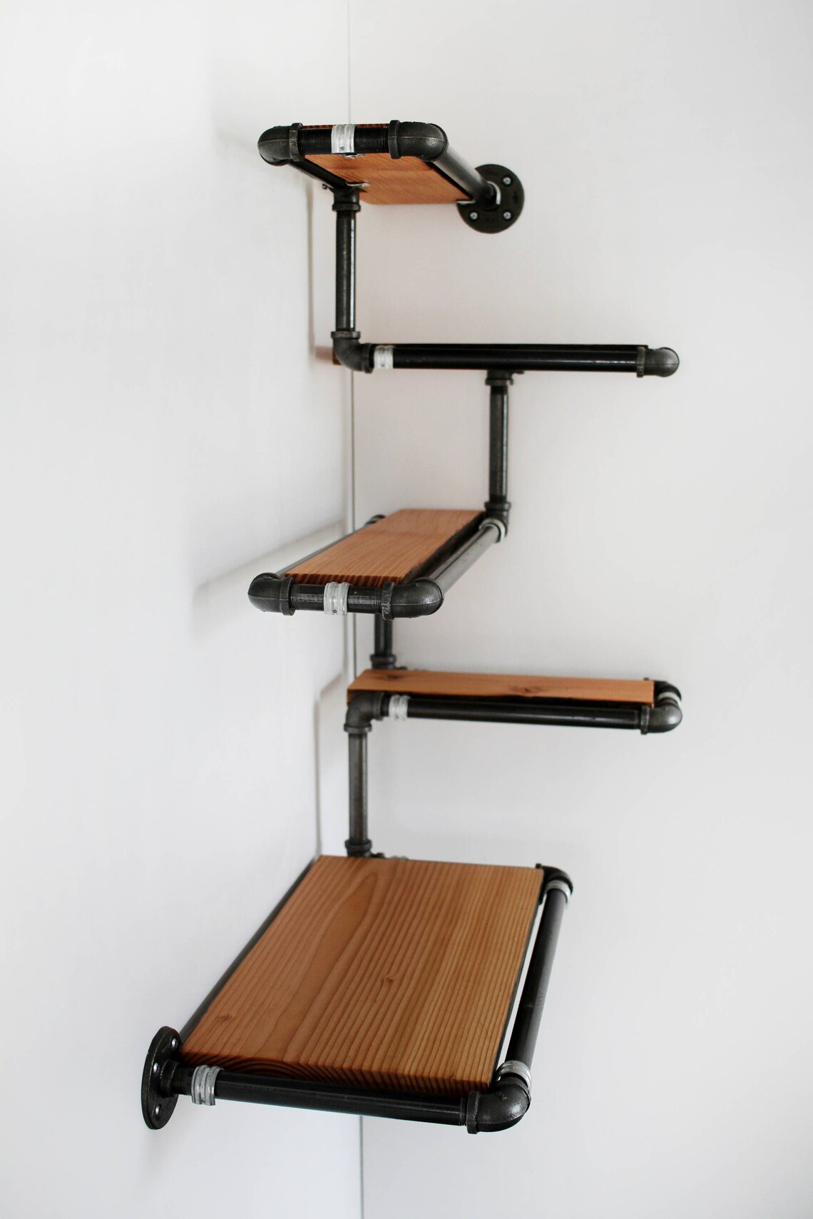 Pipe Wall Shelf With Wood Shelves Custom Pipe Shelving Made to - Etsy
