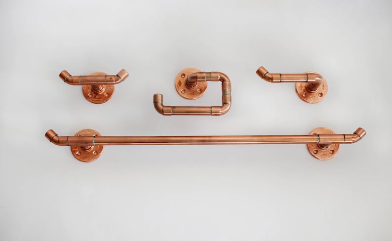 Copper Bathroom Accessories Set Polished Copper Pipe Copper - Etsy UK