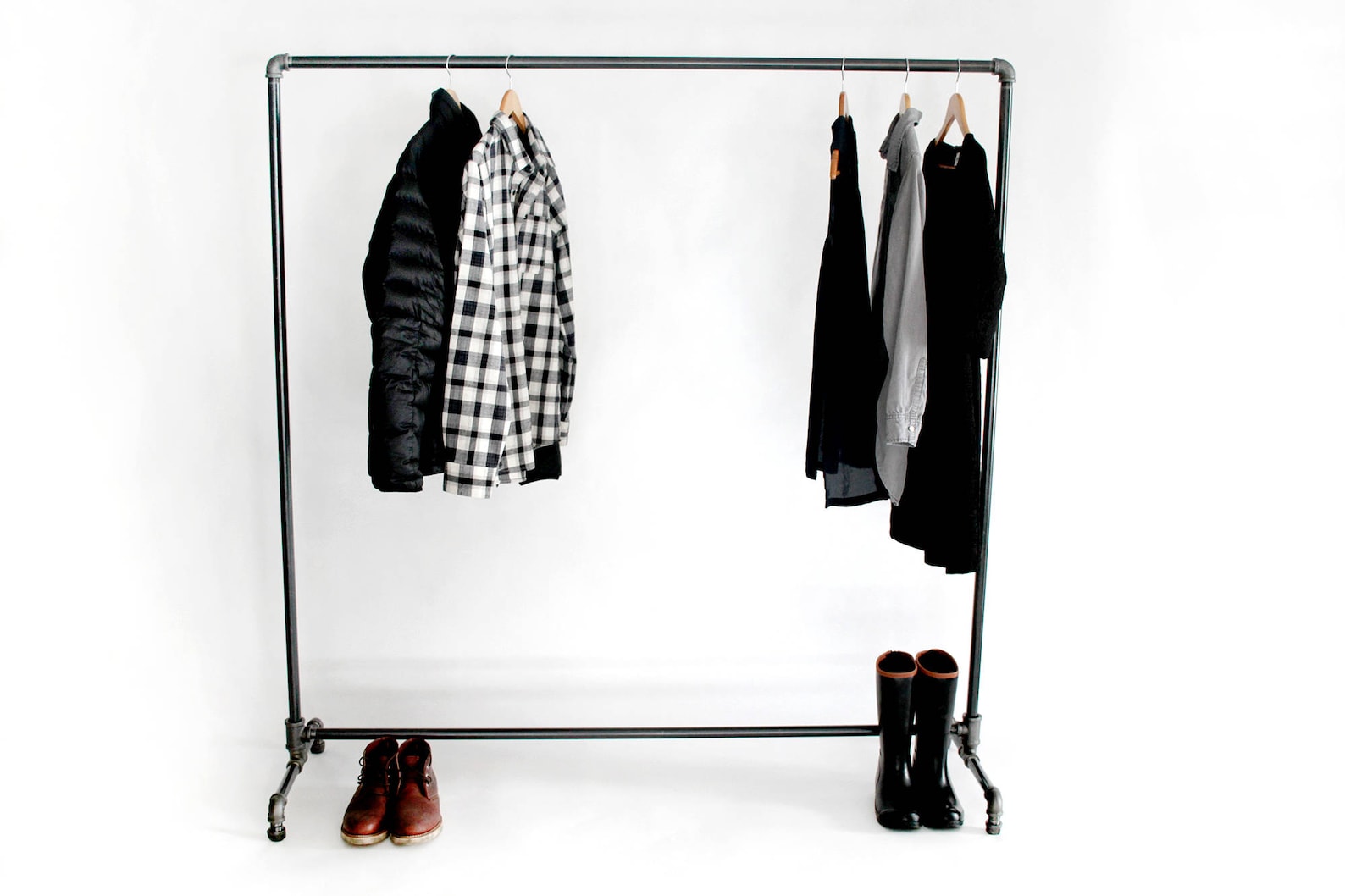 Black Iron Pipe Clothing Rack Customizable Industrial Clothes Garment ...