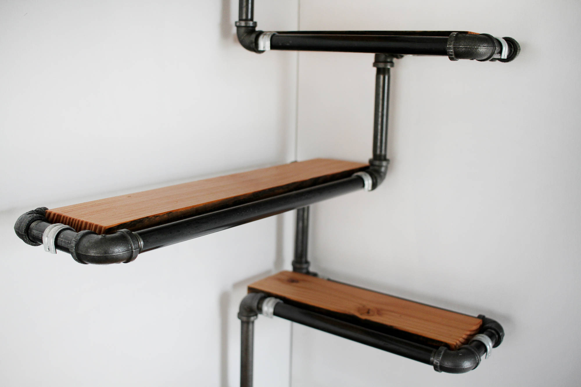 Pipe Wall Shelf With Wood Shelves Custom Pipe Shelving Made to - Etsy