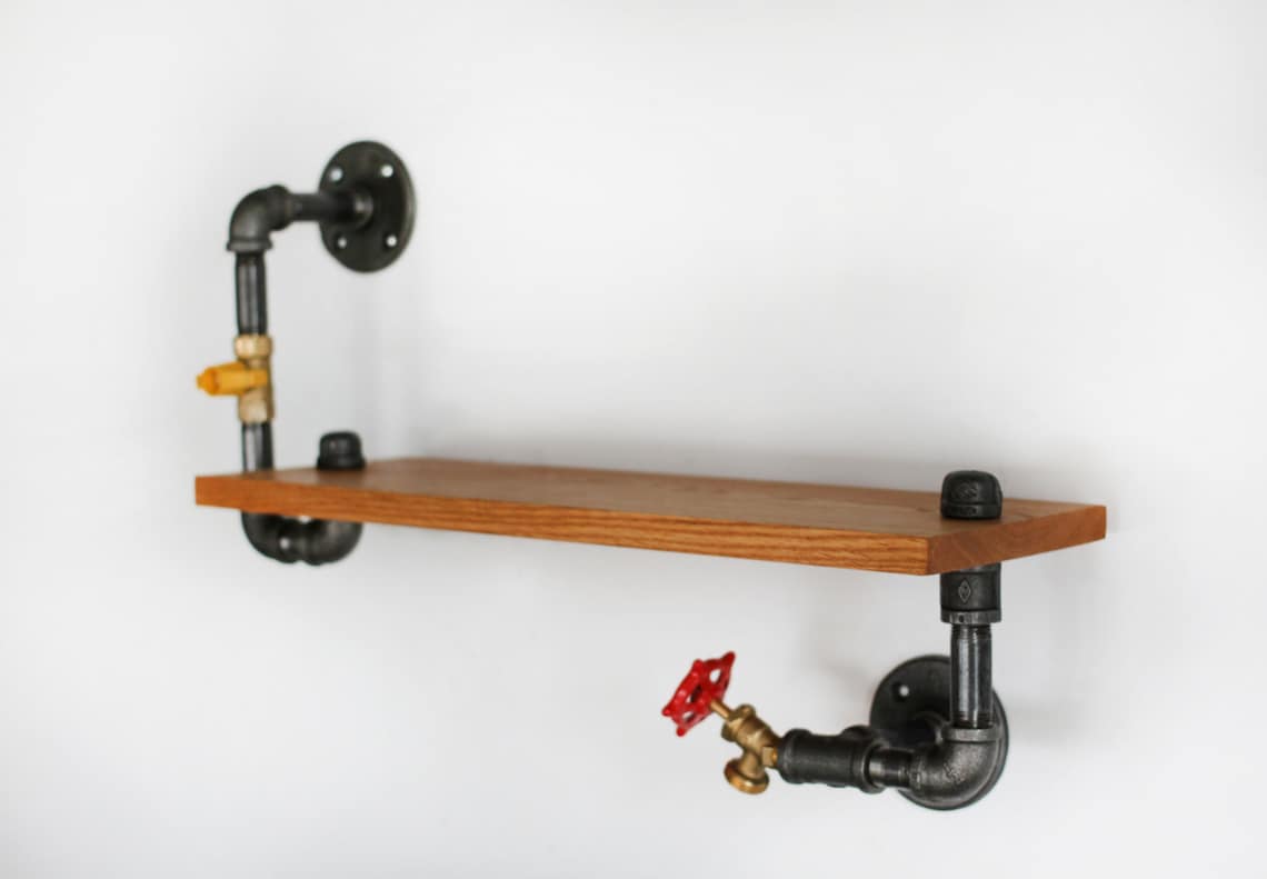 Black Iron Pipe Wall Hung Shelf Industrial Style Single - Etsy