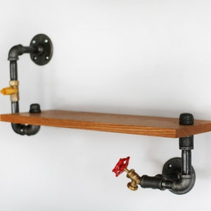 Black Iron Pipe Wall Hung Shelf Industrial Style Single Shelving Unit ...