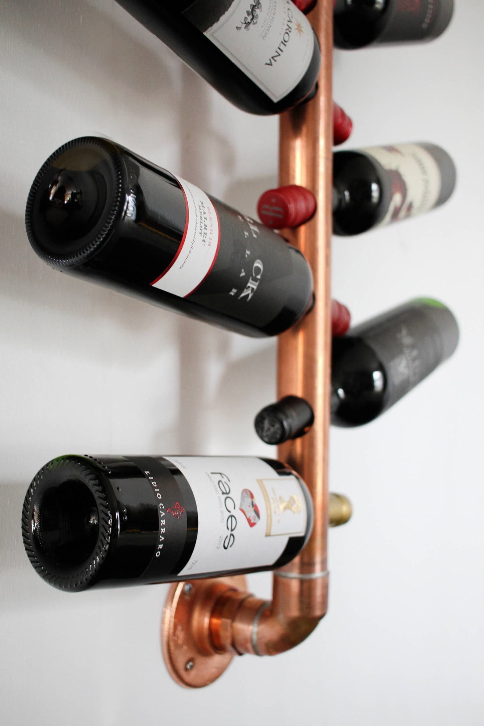 Copper Hanging Wine Rack. Modern Wall Mounted Copper Pipe Wine Bottle ...