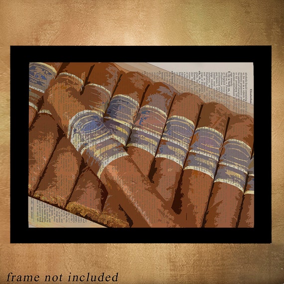 Cigar Box Dictionary Art Print Smoke Tobacco Cigars Art Wall | Etsy