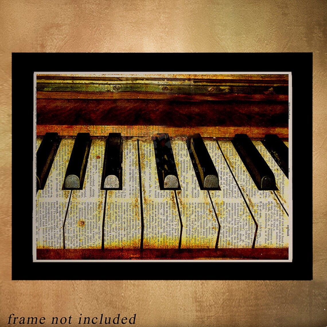 Old Vintage Piano Keys Dictionary Art Print Upcycled Book | Etsy