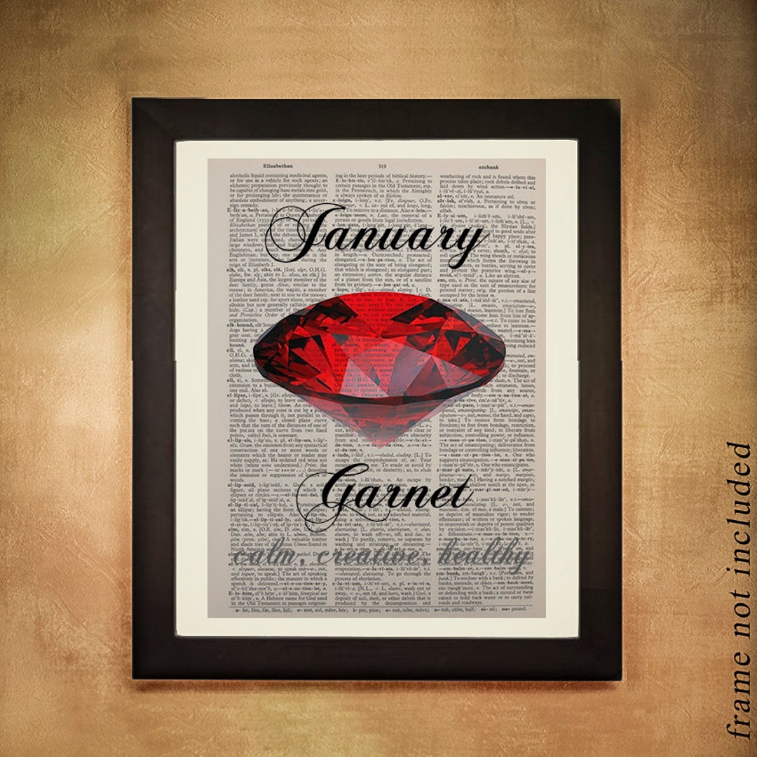 January Birthstone Garnet Dictionary Art Print Calm Gift Ideas - Etsy