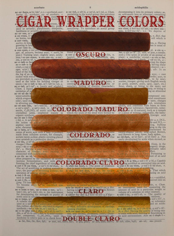 Cigar Color Chart Dictionary Art Print Smoke Cigar Wrapper - Etsy México