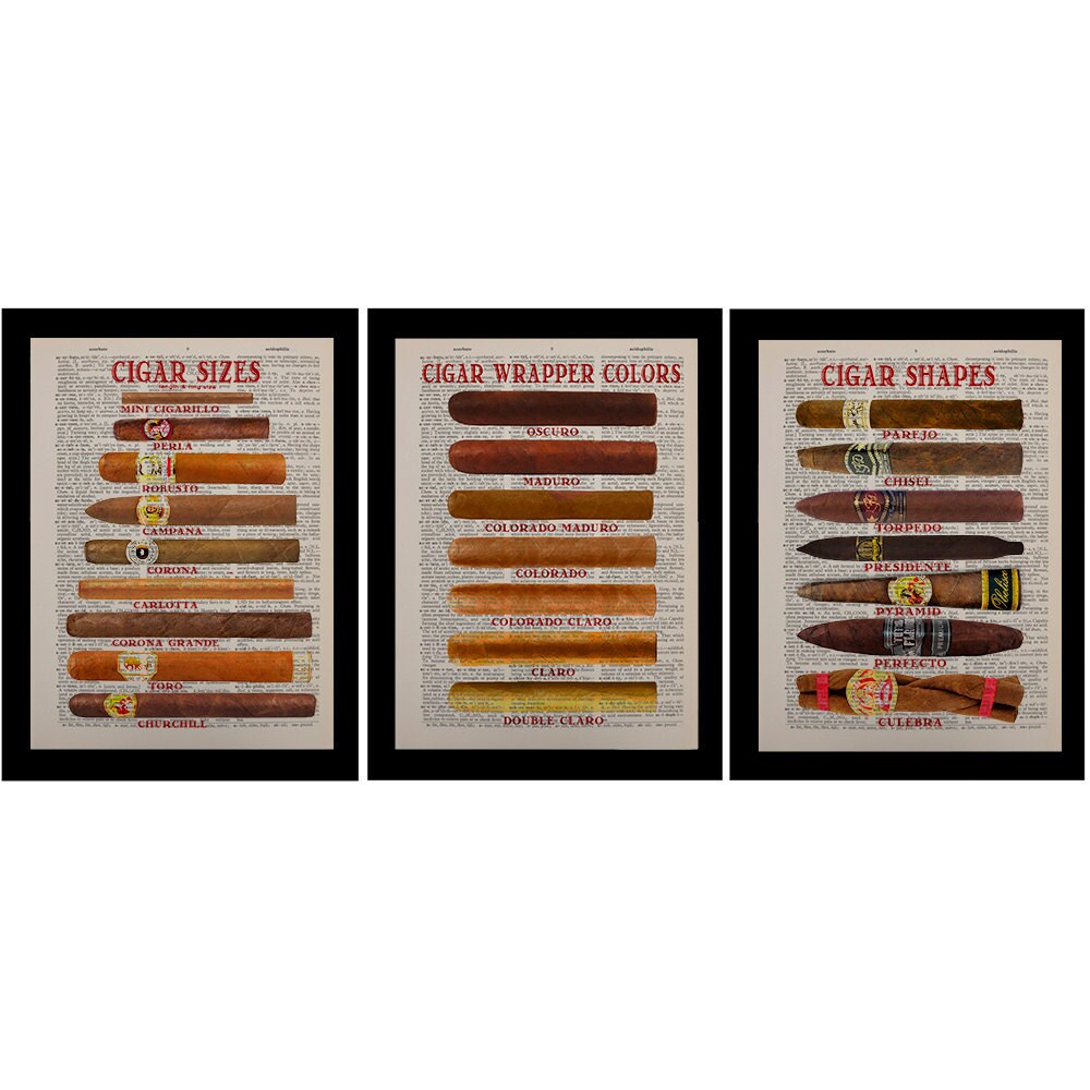 Cigar Sizes Chart Discounted Set Sale Dictionary Art Print - Etsy Canada