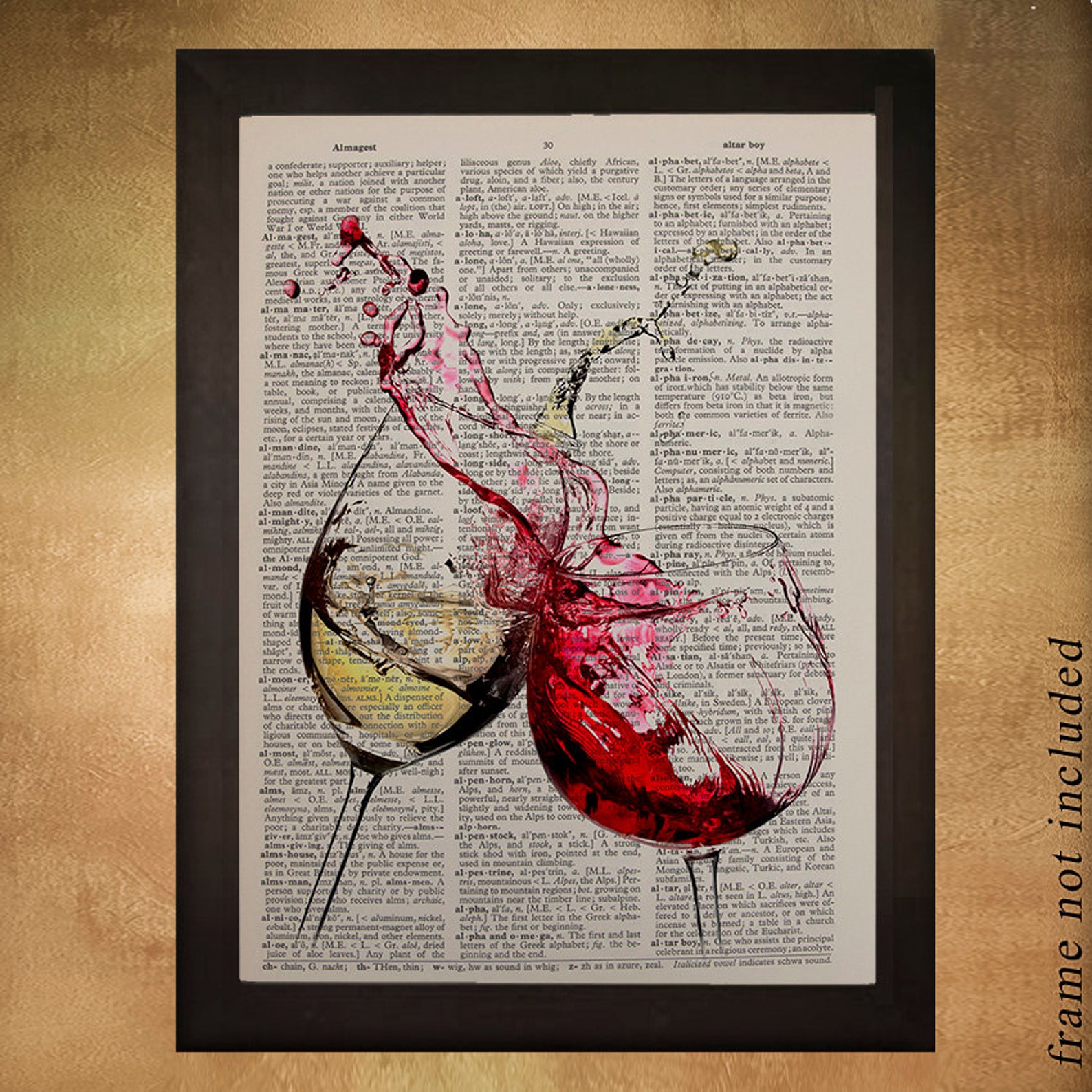 Wine Dictionary Art Print Glass Red Wine White Decor Alcohol - Etsy