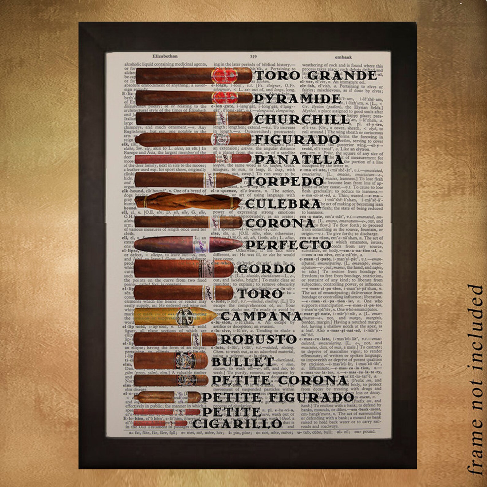 Cigar Size Chart Dictionary Art Print Shape Smoke Cigars - Etsy
