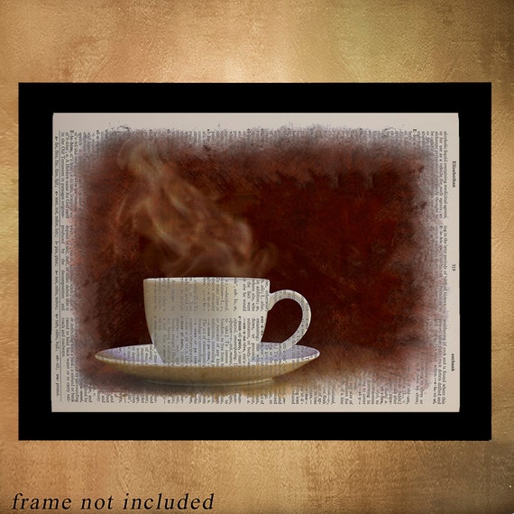 Coffee Dictionary Art Print White Coffee Decor Cup Steam - Etsy