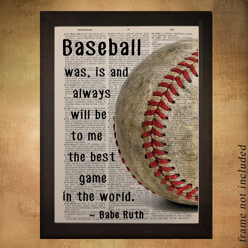 Baseball Dictionary Art Print Ball Babe Ruth Quote Yankees - Etsy