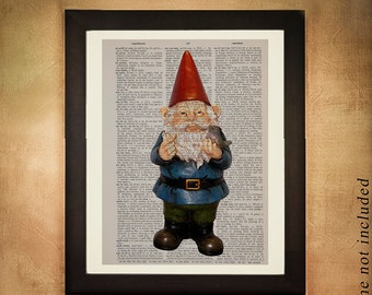 Gnome Statue Dictionary Art Print Home Decor Garden Vintage - Etsy