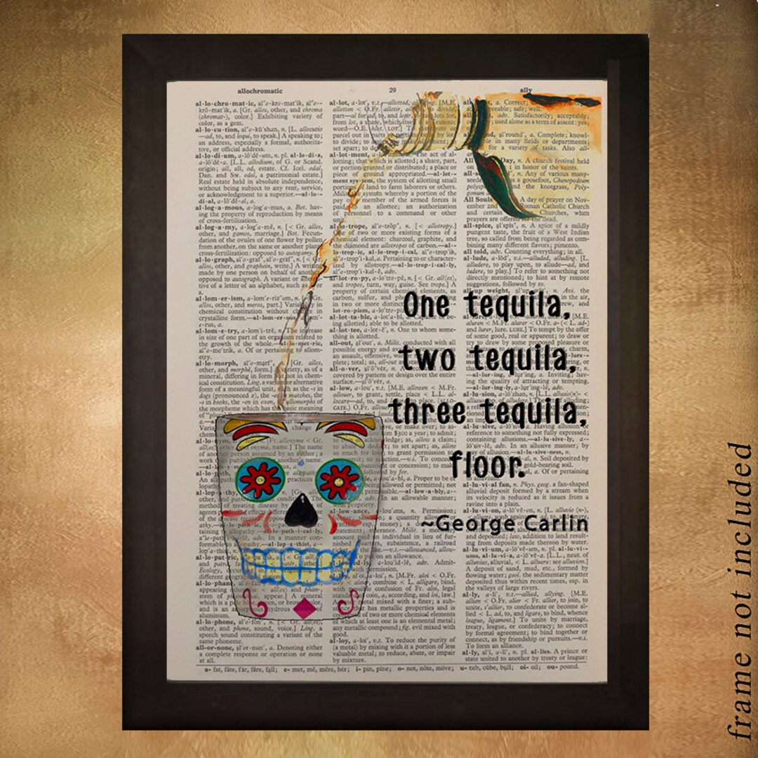 Tequila Dictionary Art Print Day of the Dead Skull Margarita Alcohol ...