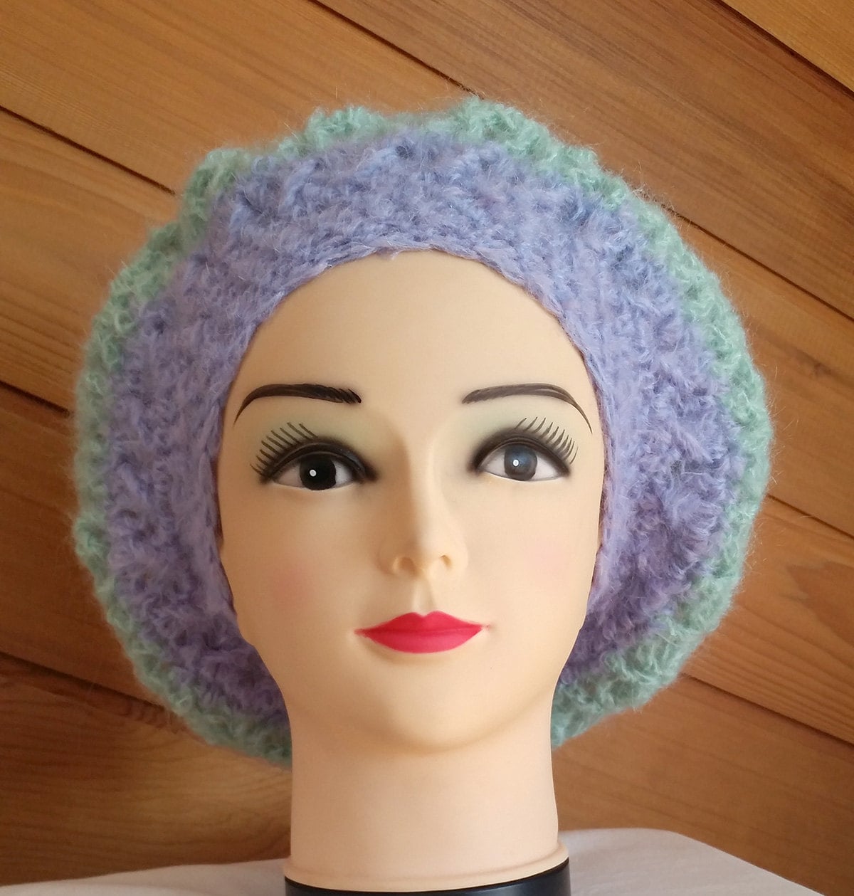 Fluffy Beret Lacy Beret Fluffy Hat Crochet Beret Crochet Hat Blue and ...