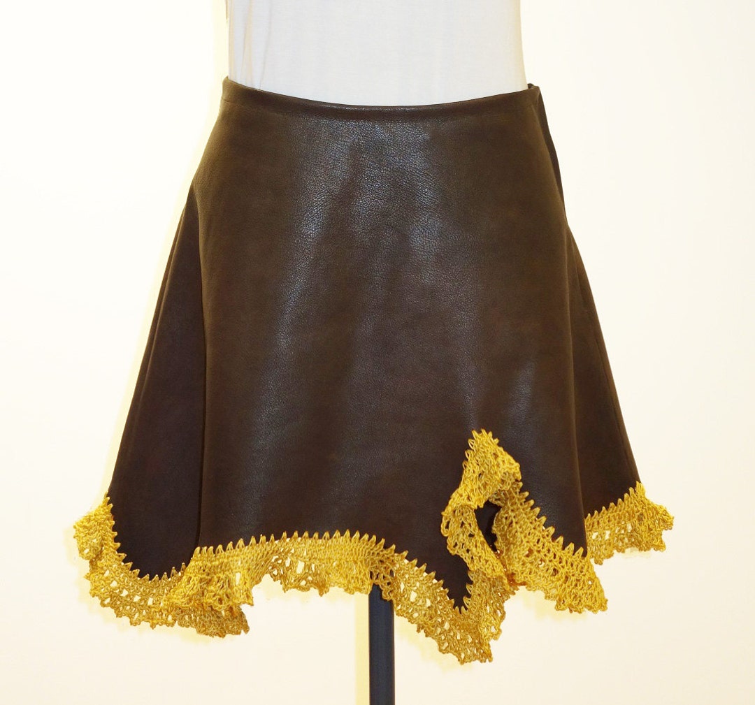Handmade Leather Skirt With Crochet Frill and Removable Lining ...