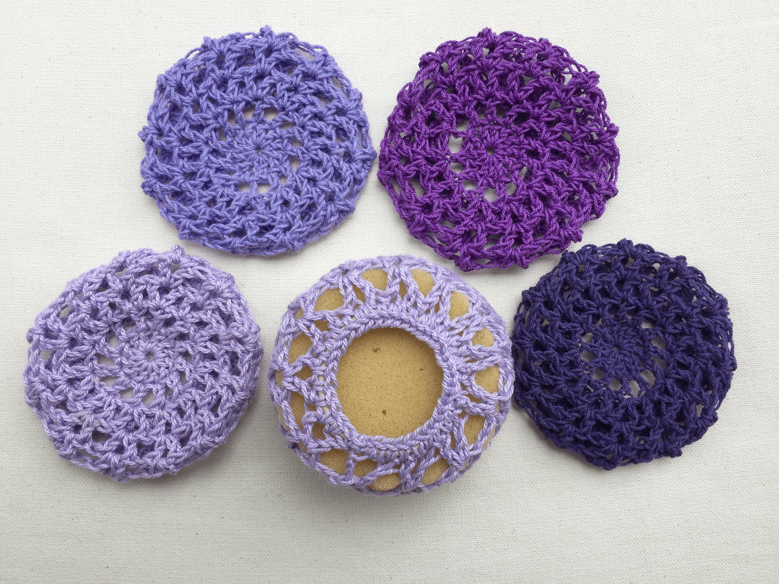 Mauve and Purple Bun Covers – Ballet Bun Cover - Crochet Bun Cover ...