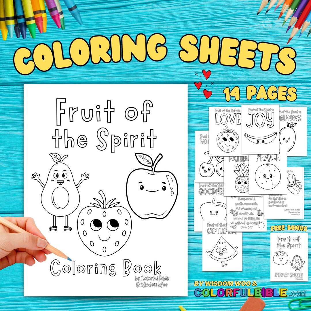 Coloring Book Fruit of the Spirit Bible Verse Galatians 5 Christian ...