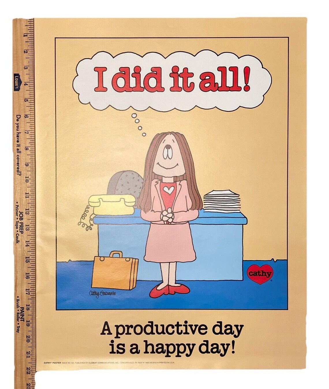VTG CATHY Comic Strip productive Day Office Motivational Poster ...