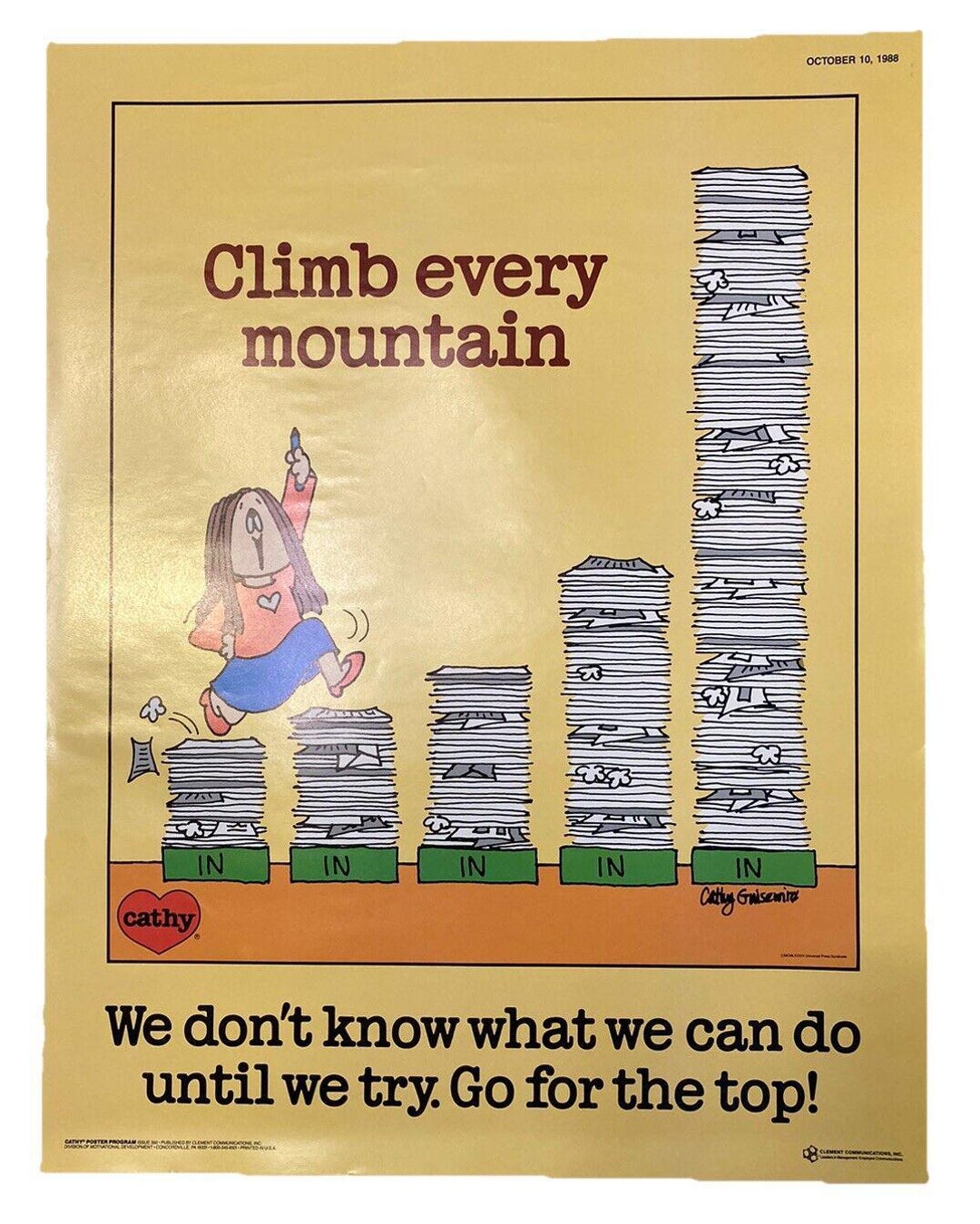 VTG CATHY Comic Strip go for the Top Office Motivational Poster ...