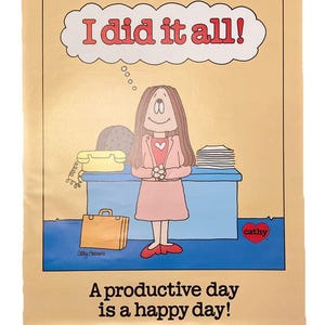 VTG CATHY Comic Strip productive Day Office Motivational Poster ...