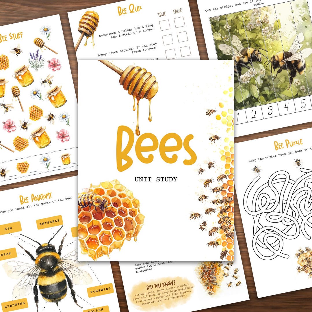 BEES Unit Study, Honey, Beehive, Pollination, Nature, Printable ...