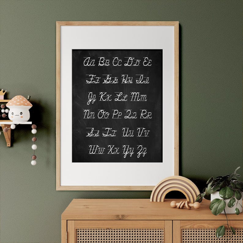 PRINTABLE Chalkboard Alphabet Poster, Classic, Cursive, Homeschool ...