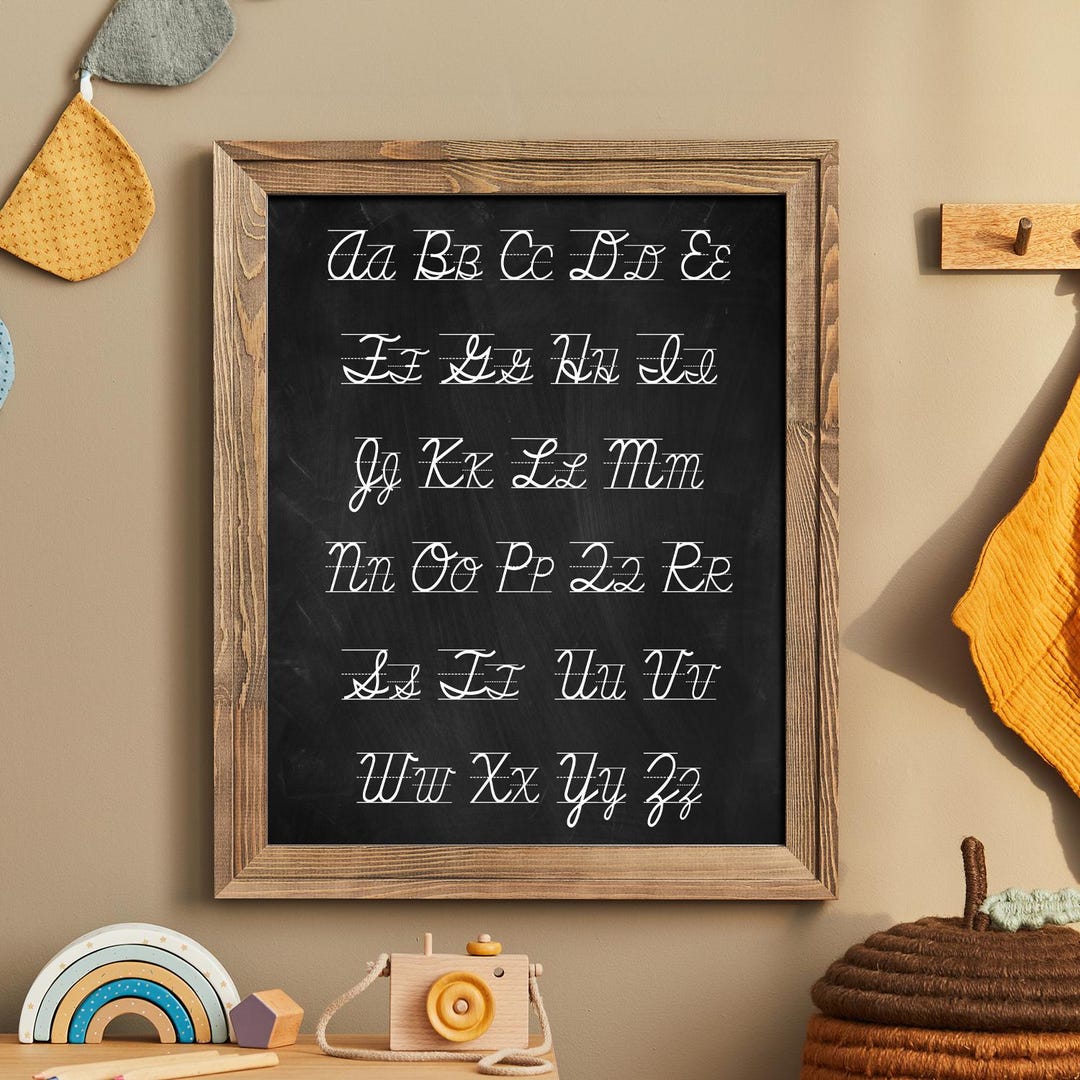 PRINTABLE Chalkboard Alphabet Poster, Classic, Cursive, Homeschool ...