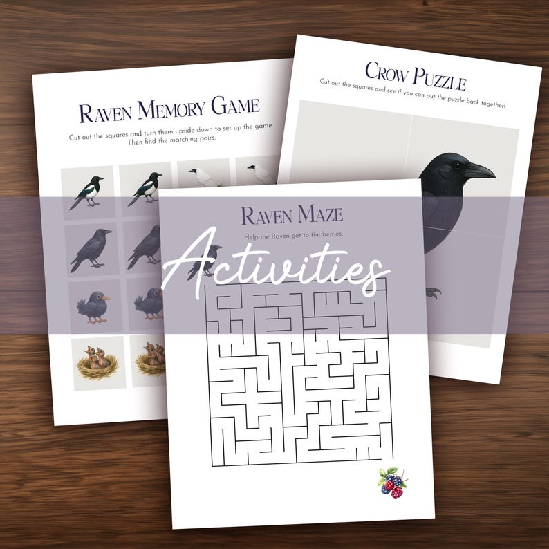 RAVEN Unit Study, Corvids, Life Cycle of a Bird, Nature, Printable ...