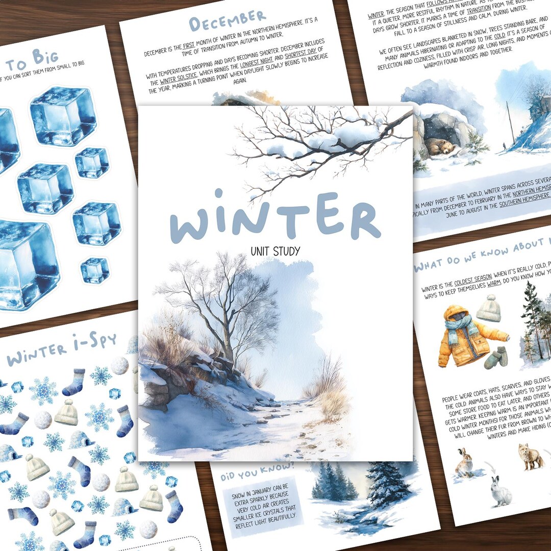 WINTER Unit Study, 4 Seasons, Snow, Time of Year, Nature, Printable ...