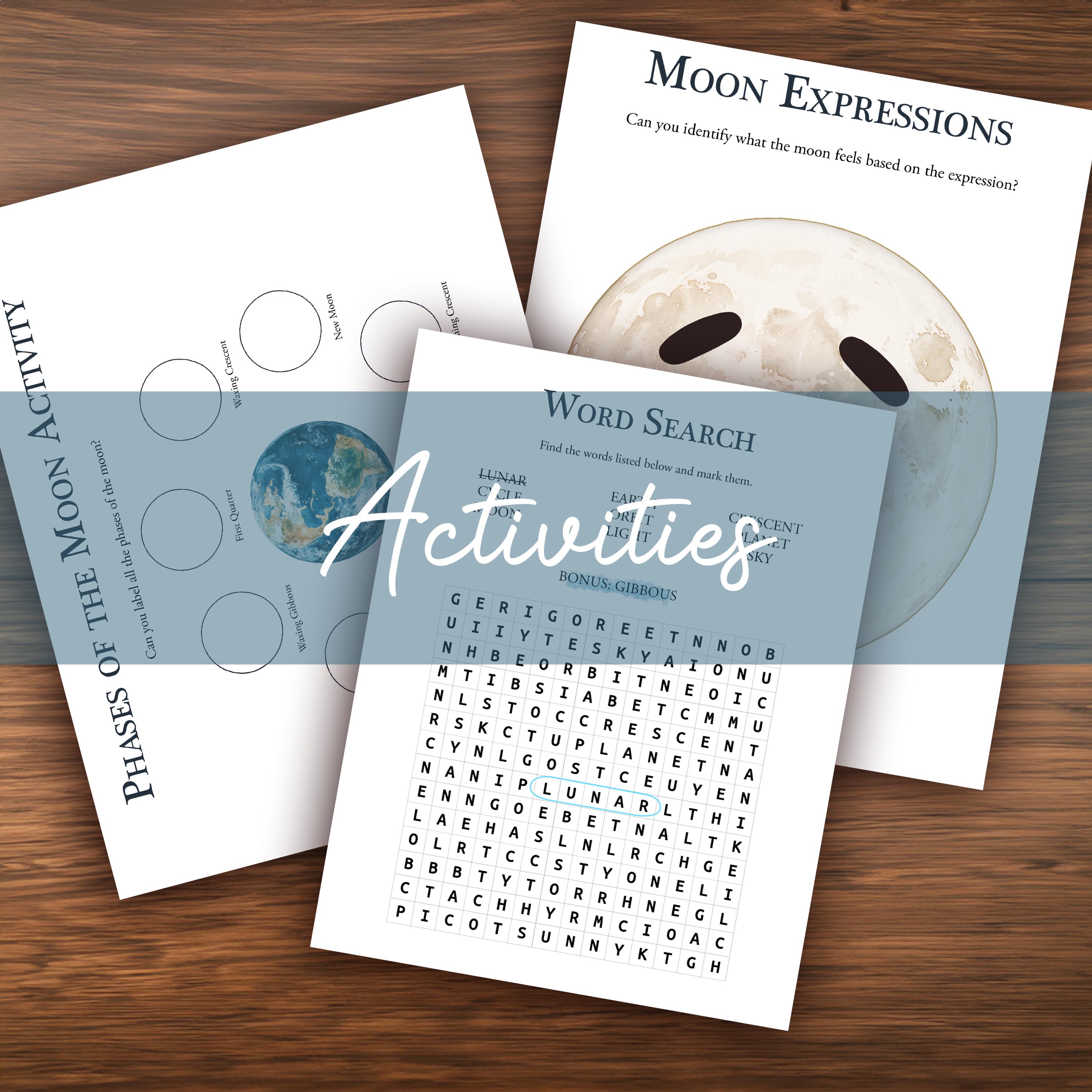 MOON Unit Study, Moon Phases, Lunar Cycle, Nature, Printable ...