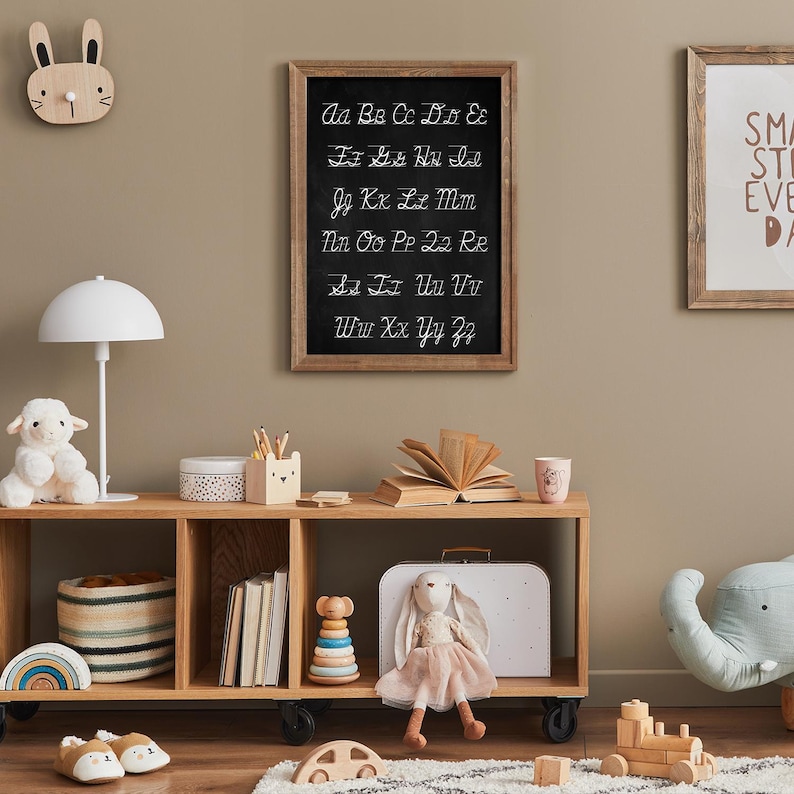 PRINTABLE Chalkboard Alphabet Poster, Classic, Cursive, Homeschool ...