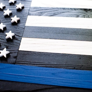 Thin Blue Line Wood Flag, Thin Blue Line Flag, US Flag, Police Flag ...