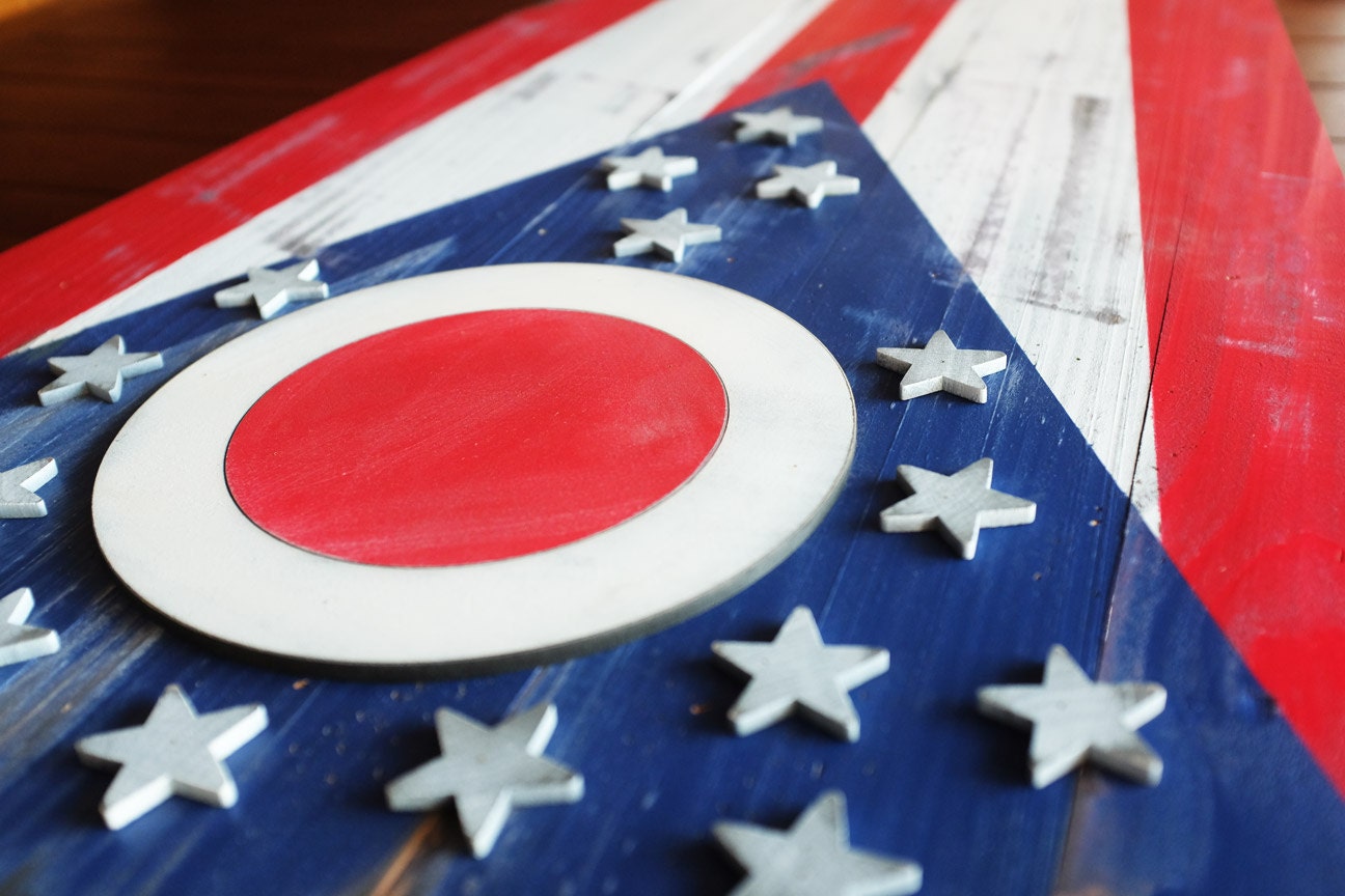 Ohio Vintage Wood Flag, Ohio Wooden Flag, Ohio Flag, Ohio, Wooden Flag ...