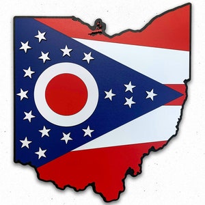 Ohio State Shape Wood Flag, Ohio State Flag, Ohio Flag, Wood Flag ...