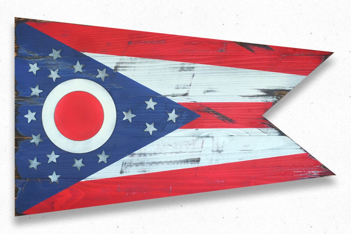 Ohio Vintage Wood Flag, Ohio Wooden Flag, Ohio Flag, Ohio, Wooden Flag ...
