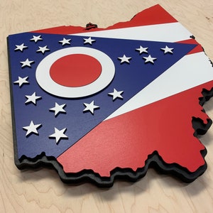 Ohio State Shape Wood Flag, Ohio State Flag, Ohio Flag, Wood Flag ...