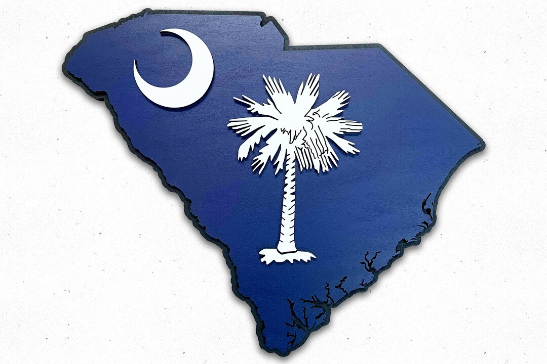 South Carolina State Shape Wood Flag, South Carolina Flag, SC State ...