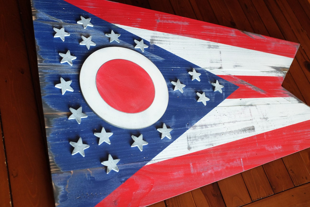 Ohio Vintage Wood Flag, Ohio Wooden Flag, Ohio Flag, Ohio, Wooden Flag ...
