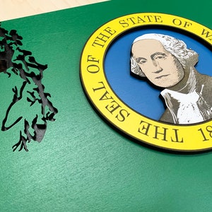 Washington State Shape Wood Flag, Washington State Flag, Washington ...