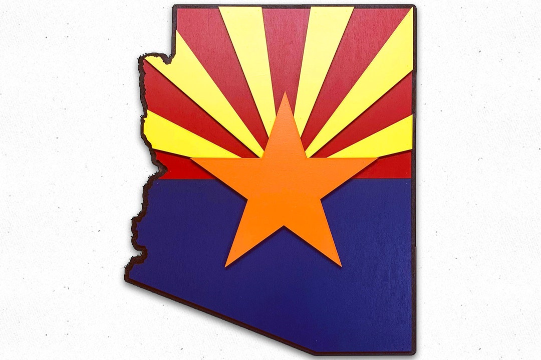 Arizona State Shape Wood Flag, Arizona State Flag, Arizona Flag, Wood ...
