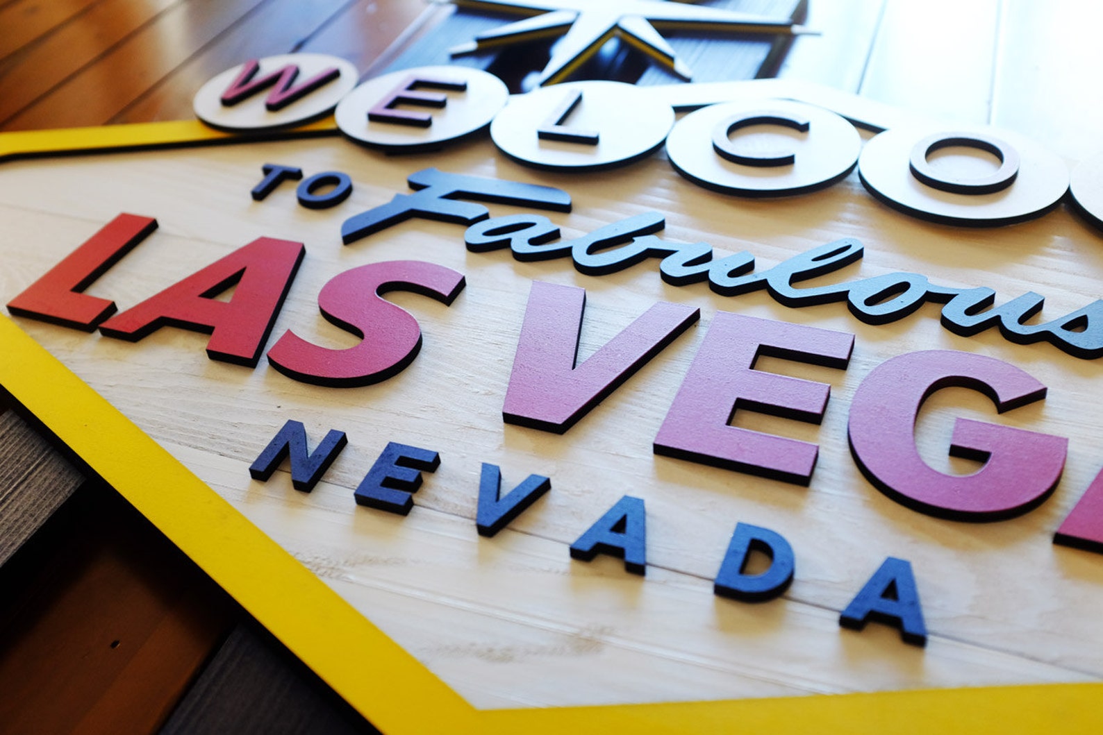 Welcome to Las Vegas Wood Sign, Handmade, Multilayered 3D Wood Sign ...